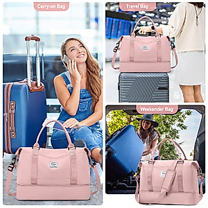 Travel Duffel Bag with Shoes Compartment, Overnight Weekender Bags for Women,Carry on Personal Item Bag