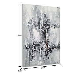 Yihui Arts Abstract City Space Canvas Wall Arts - Vertical Oil Paintings with Silver Foil - Modern Black Grey Artwork for Living Room Bedroom Hallyway Decor