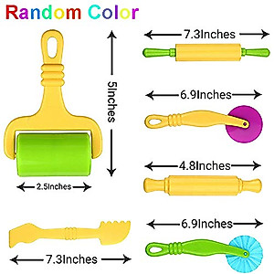 Oun Nana Playdough Tools 20 PCS Play Dough Tools Set for Kids, Various Shape Playdough Cutters & Rollers, Random Color