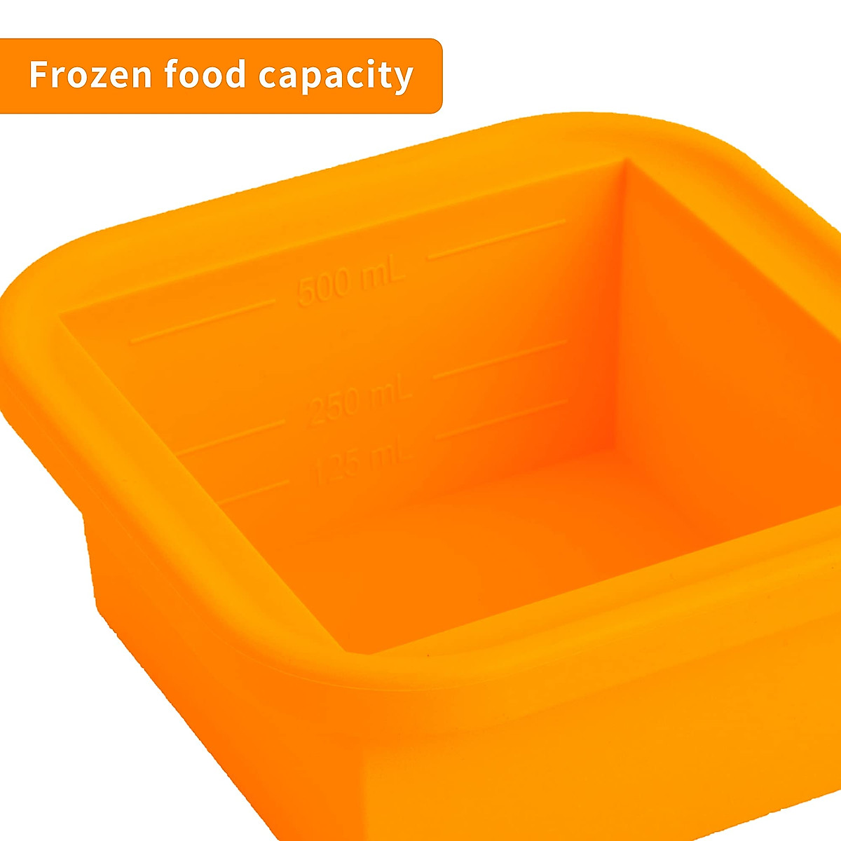 NAKTOW Silicone Freezing Tray with Lid - 2-Cup 4 Pack Freezer Containers,Make 1 Perfect Freezing,Storing Soups, Foods, Stews, Dips or Sauces Simple and Convenient Color Orange