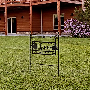 Modern House Numbers Sign for Outside, Metal Address Sign with Family Name, Personalized Address Numbers Tree Sence Deer Hunter Handmade Metal Address Sign Address Plaque Front Door Sign