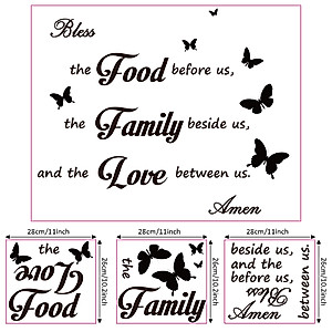 Kitchen Wall Decor Kitchen Wall Stickers Dining Room Wall Decor Dinner Prayer Wall Decor Bless The Food Before US Sign Prayer Room Table Decor Family Stickers for Home Wall Decorations(2)