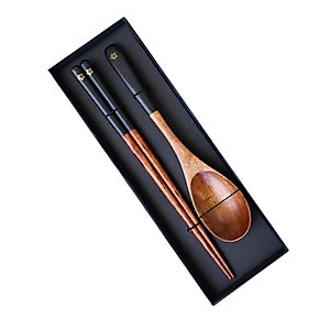 1 Set Wooden Spoon Set Travel Utensils Food Spoon Japanese Tableware Wooden Chopsticks Spoon