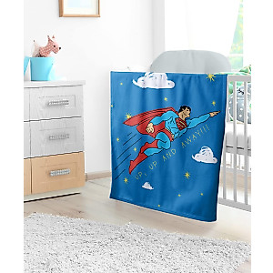 LOGOVISION Superman Lightweight Baby Blanket, 30"X40", Up Up and Away Unisex for Infants Girls & Boys