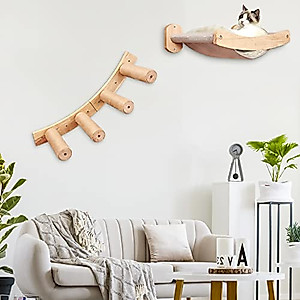 ESPETS Pack of 2 Large Cat Wall Stairs with Jute Rope Scratching Post Steps 6 in 1- Cat Wall Climbing Steps Walkways, Wall Mounted Floating Cat Shelves and Perches, Modern Cat Wall Furniture Indoor