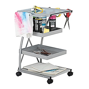 SD STUDIO DESIGNS Modern Triflex Mobile Storage Taboret for Arts and Crafts Silver 18.5" W x 16" D x 25.5" H