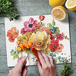 CounterArt Country Fresh Floral Decorative 3mm Heat Tolerant Tempered Glass Cutting Board 10” x 8” Manufactured in the USA Dishwasher Safe