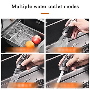 Ozetix Sink 304 Stainless Steel Nano Raindance Waterfall Sink Home Sink Vegetable Basin Single Sink Workstation Ozetix Sink With Pull-Out Faucet, Pressurized Cup Washer 68x45x20cm