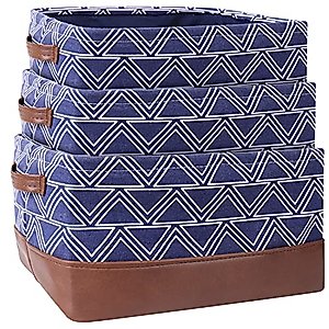 BYG Foldable Storage Bin Collapsible Sturdy Fabric Storage Basket Cube W/Handles for Organizing Shelf Nursery Toy Closet Pack of 3 Sizes