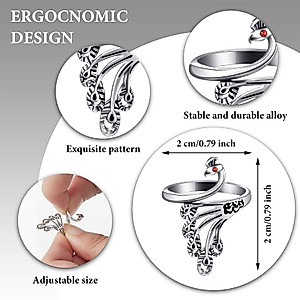 8 Pcs Knitting Loop Crochet Ring Adjustable Knitting Loop Ring Adjustable Braided Ring Metal Yarn Guide Finger Holder Peacock Open Finger Thimble Finger Crochet Ring Accessories for Crafts(Silver)