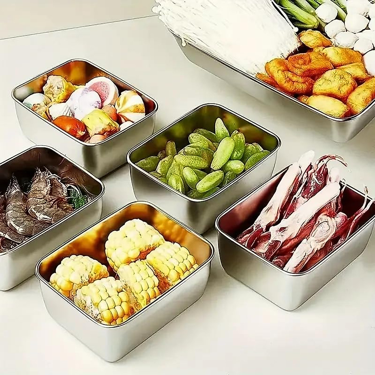 Souso 6pcs Stainless Steel Stacking Food Containers with Lids, Reusable Snack & Prep Containers for Office, sp-00018