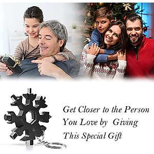 Gifts for Men, 18 in 1 Snowflake Multitool - Stocking Stuffers for Kids, teens, adults witch Keychain（Black）