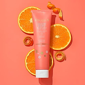 Pacifica Beauty Glow Baby Brightening Daily Face Cleanser, Exfoliate and Cleanse, Vitamin C, AHA for All Skin Types, Sulfate & Paraben, Vegan and Cruelty Free, Orange & Vanilla, 5 Fl Oz, Pack of 2