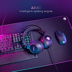 ROCCAT Pyro Mechanical Gaming Keyboard with RGB Lightning, Black (ROC-12-622) Burst Pro Lightweight Optical Gaming Mouse & ROCCAT Elo 7.1 USB Wired Surround Sound PC Gaming Headset