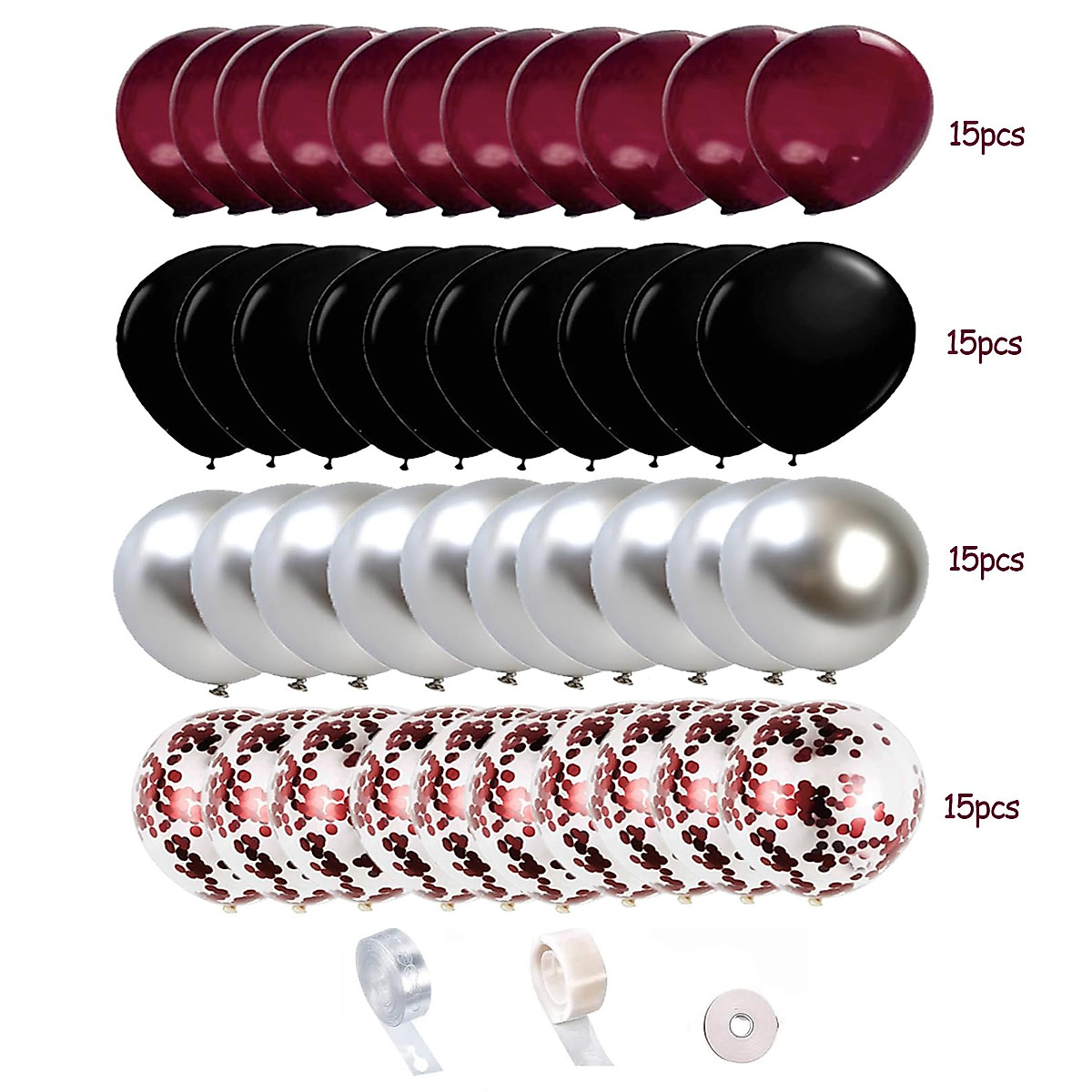 Graduation Decorations Maroon Black 2024/Burgundy Black Graduation Party Decorations/Maroon Black Balloons 60Pcs Burgundy Black Maroon Birthday Party Decorations