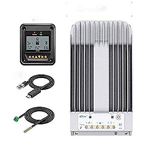 EPEVER 40A MPPT Solar Charge Controller 12/24VDC Automatically Identifying System Voltage with MT50 Remote Meter &Temperature Sensor RTS &Communication Cable RS485