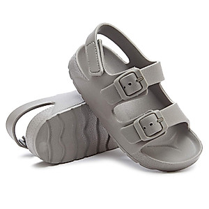 Weestep Boys Girls Toddler Little Kid Lightweight Hook Loop Sandal(6 Toddler, Grey2)