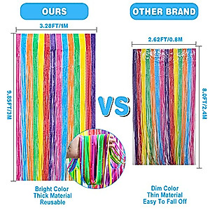 4Pack Rainbow Color Foil Fringe Curtain Metallic Tinsel Door Curtains Photo Booth Backdrop for Birthday Graduation Wedding Baby Shower Bridal Shower Christmas Party Decoration