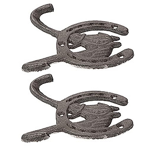 Gadpiparty 4pcs Hats Key Decor Kitchen Hoof Towels The Mug Prong Cast Utility for Duty Design Antique Shaped Bathroom Hanger Wall Style Rack Metal Cap American Wall- Rustic Bath Stylish