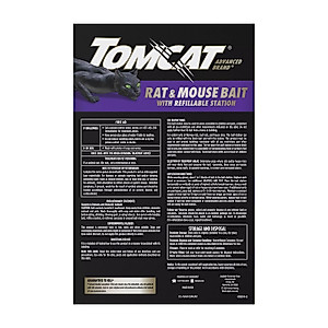 Tomcat Advanced Brand Rat & Mouse Bait with Refillable Station, Indoor and Outdoor Use, 1 Station and 12 Poison Block Refills