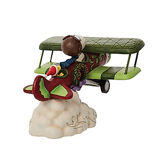 Enesco Peanuts by Jim Shore Snoopy Flying Christmas Ace Plane Figurine, 5.12 Inch, Multicolor