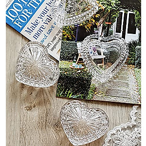 RockTrend Heart-Shaped Glass Storage Box Embossed Jewelry Box with Lid