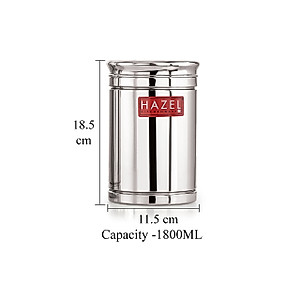 HAZEL Stainless Steel Airtight Container 1800 Ml Steel Storage Box For Kitchen Steel Container Jar For Kitchen Storage Ideal For Storing Rice, Cereal, Pulse, Snacks, Silver
