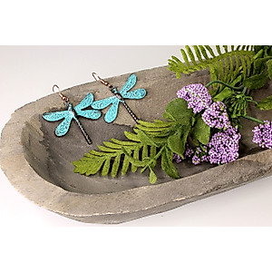 Rain 2" Copper Turquoise Patina-Style Dragonfly Earrings