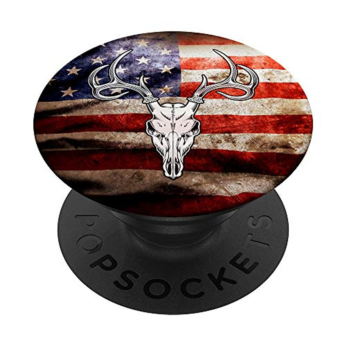 Deer Skull Hunting American Flag Patriotic USA Pride Gift PopSockets PopGrip: Swappable Grip for Phones & Tablets