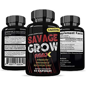 (2 Pack) Savage Grow Max 1600MG All Natural Advanced Men's Heath Formula 120 Capsules