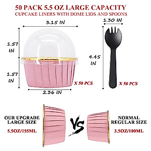 50Pack Foil Cupcake Liners With Lids And 50Pack Cupcake Cups With Dome Lids