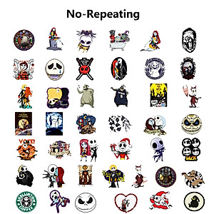 Nightmare Before Christmas Stickers, Halloween Theme Stickers 50 Pcs, Cute Vinyl Waterproof Stickers Decal for Laptop, Water Bottles, Notebooks, Skateboard and Guitar