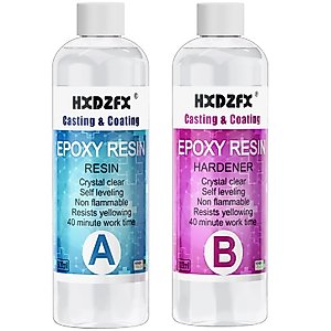 Epoxy Resin Clear Crystal Coating Kit 600ml/23oz - 2 Part Casting Resin for Art, Craft, Jewelry Making, River Tables, with Resin Glitter, Gloves, Measuring Cup and Wooden Sticks