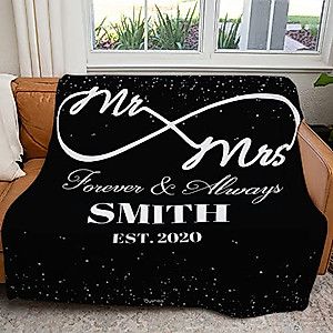 TOYSHEA Personalized Throw Blanket Mr Mrs Forever Always Custom Blanket Couple for Family Husband Wife Gifts Wedding Anniversary Valentine's Day Birthday Christmas