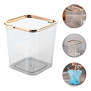 iplusmile Clear Acrylic Trash Can Square Wastebasket Large Garbage Bin Decorative Rubbish Can Wastepaper Container Bin for Bedroom Home Office