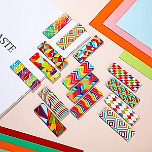48 Pieces Magnetic Optical Bookmarks Laminated Optical Illusion Page Markers Colorful Page Clips for Reading Educational Learning Activities School Office Teacher Student Kid Classroom, 16 Patterns