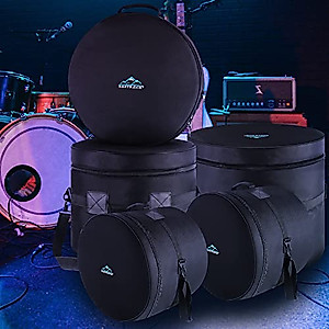 EASTROCK 5-Piece Drum Bag Set for 12" Tom, 10" Tom, 14" Snare, 16" Floor Tom, 22" Bass Drum, Drum Cases (5pc Fusion Set)