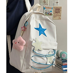 irLocy Y2K Backpack Star Backpack Preppy Backpack Cute Aesthetic Backpack Women College y2k Accessories (beige)