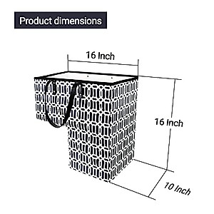 Foldable Stair Basket with Leather Handles, Staircase Storage Box Organizer for Laundry Home and Office Decor (Dark Blue Line)