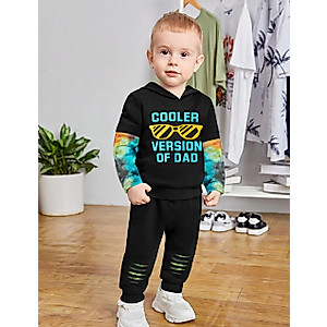 AGAPENG Toddler Boy Sweatsuit Hoodie Long Sleeve Letter Print Sweatshirt Ripped Pants Fall Winter Outfits Clothes Set Baby Boy Clothes 18-24 months Baby Boy Winter Clothes 24 Month Boy Clothes