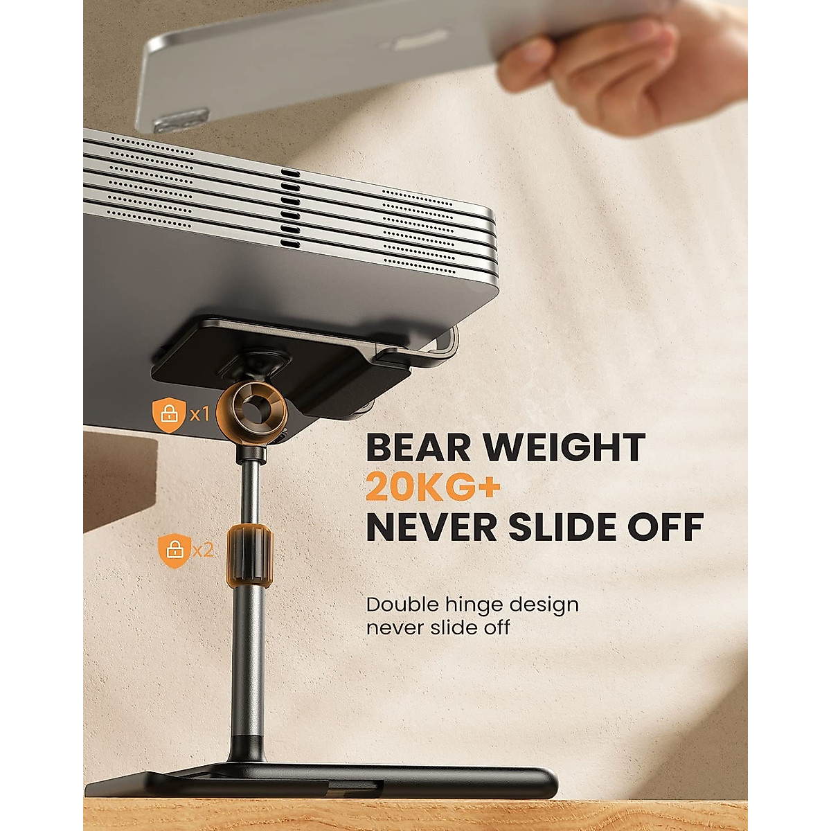 LISEN Cell Phone Stand Tablet Stand Holder [Never Tip Over] iPad Stand for Desk iPad Stands and Holders for Desk Compatible with All Tablets & Smartphones