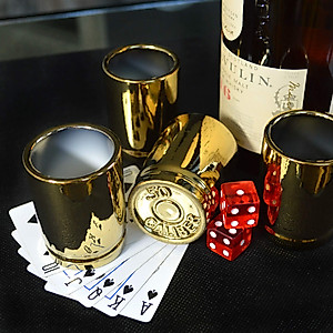 Straight Shooter 50 Caliber Shot Glass Groomsmen Gifts For Dad Birthday Gift Man Cave Furniture Cool Shot Glasses Tumbler Bulk Shot Glasses Funny Gifts for Men Set 4 of Ceramic