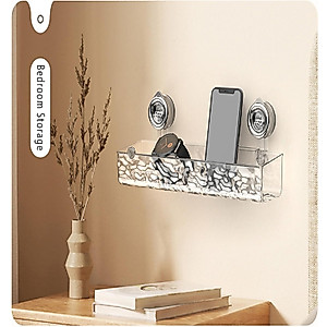 YLBUH Raidley No Drill Clear Wall Caddy, No-Drill Clear Wall Caddy Suction Cup Removable Storage,Suction Caddy For Bathroom,Acrylic Wall Mounted Shower Caddy, Clear, for Bathroom, Kitchen (White-B)