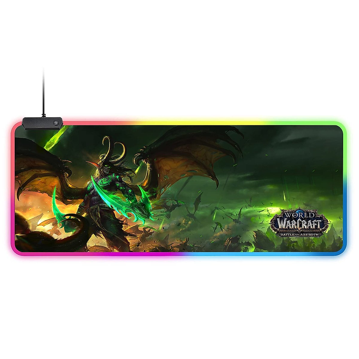 Illidan RGB Soft Gaming Mouse Pad Large Oversized Glowing Led Extended Mousepad Non-Slip Rubber Base Computer Keyboard Pad Mat 31.5X 11.8in