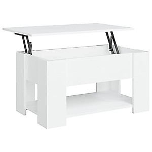 QJBSAVVA Coffee Table White 31.1"x19.3"x16.1" Engineered Wood,Nightstand Industrial Tables Side Tables Sofa Table Suitable for Meeting Rooms, Reception Rooms, Offices