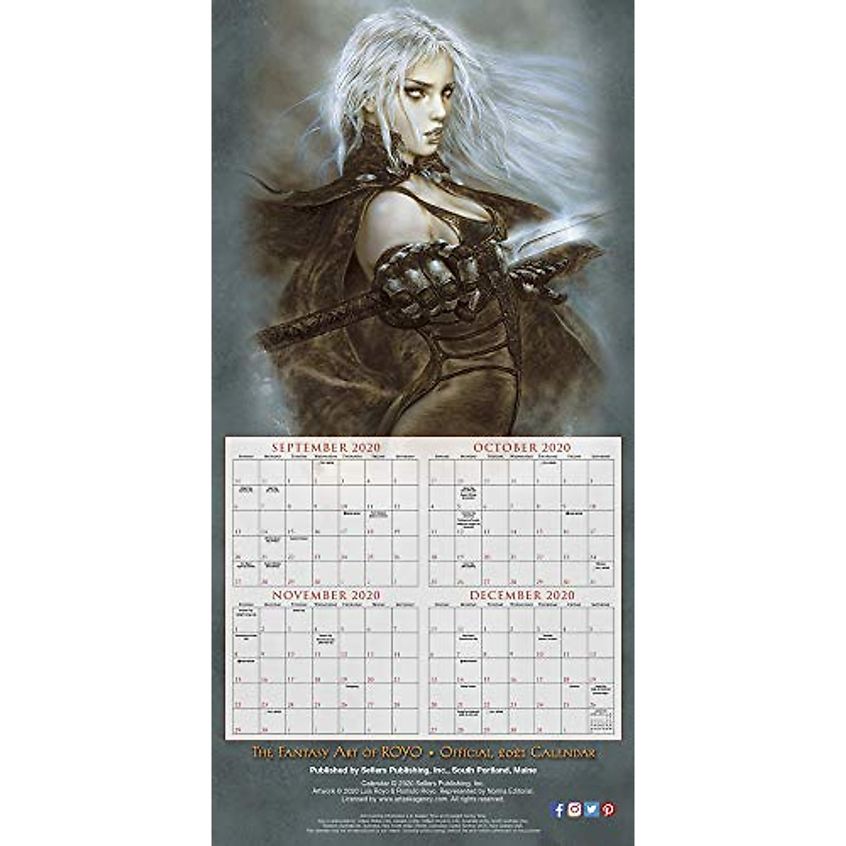 2021 The Fantasy Art of Royo 16-Month Wall Calendar