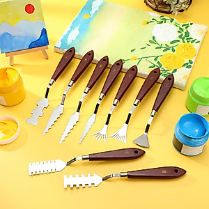 Lasnten 27 Pcs Palette Knife Set Stainless Steel Wood Handle Acrylic Paint Spatula Tools for Canvas Oil Color Mixing and Texturing