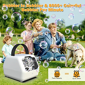 Bubble Machine,Large Bubble Machine for Parties,Wedding|Rechargeable Bubble Machine USB,Battery Operated, Professional Outdoor Bubble Makers with 2 Mode,16000+ Bubbles/Min, Kids Bubble Toy (White)