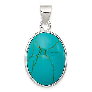 Sterling Silver Oval Turquoise Pendant QQP1323