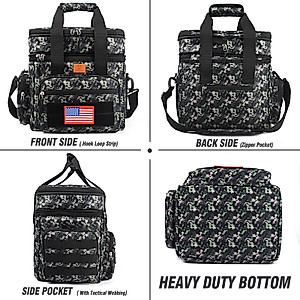 CaCTOUR Tactical Lunch Box for Men, Expandable Heavy Duty Double Deck Tactical Lunch Bag with Shoulder Strap, Leakproof & Insulated Lunch Cooler Bag for Adult Work Fishing Picnic Travel,20L,Camo-Black